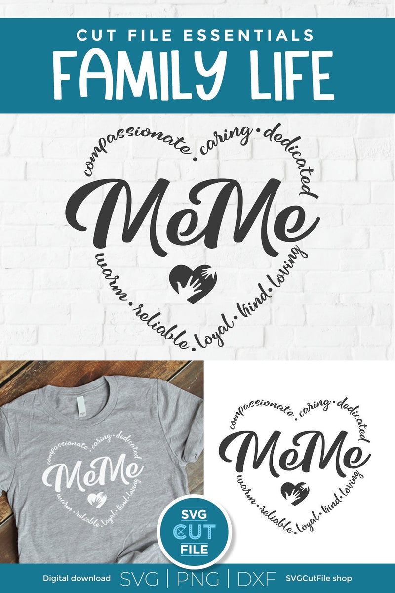 MeMe svg, Grandma MeMe svg, Me Me heart svg - So Fontsy