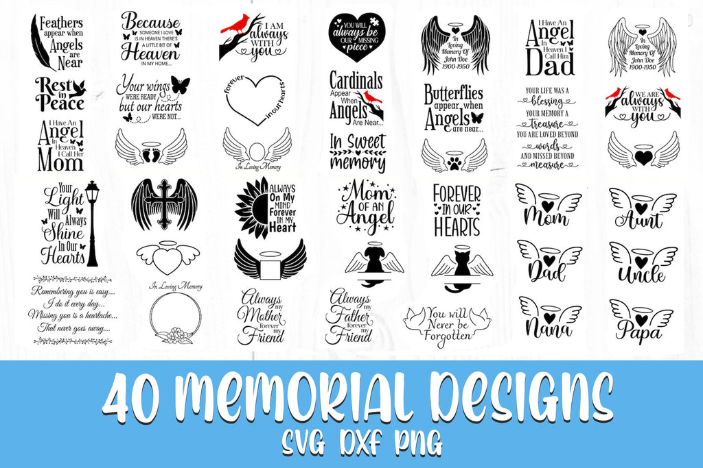 Memorial Svg Bundle, Bereavement Svg, Memorial Quotes Svg, Sympathy Svg ...