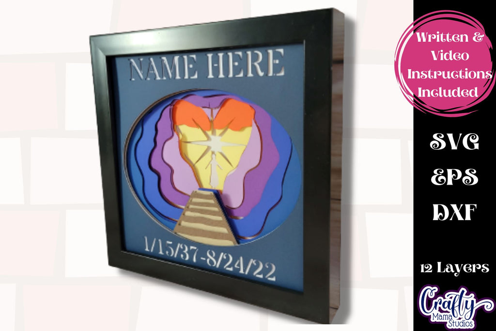 Memorial Svg Shadow Box, 3D Layered Personalized In Memory - So Fontsy