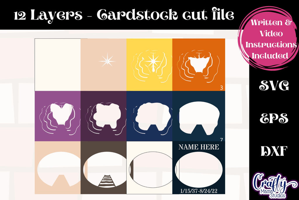 Memorial Svg Shadow Box, 3D Layered Personalized In Memory - So Fontsy