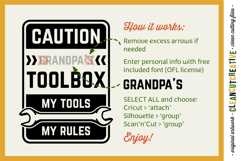 Mens Toolbox custom name decal - My Tools My Rules SVG file - So Fontsy