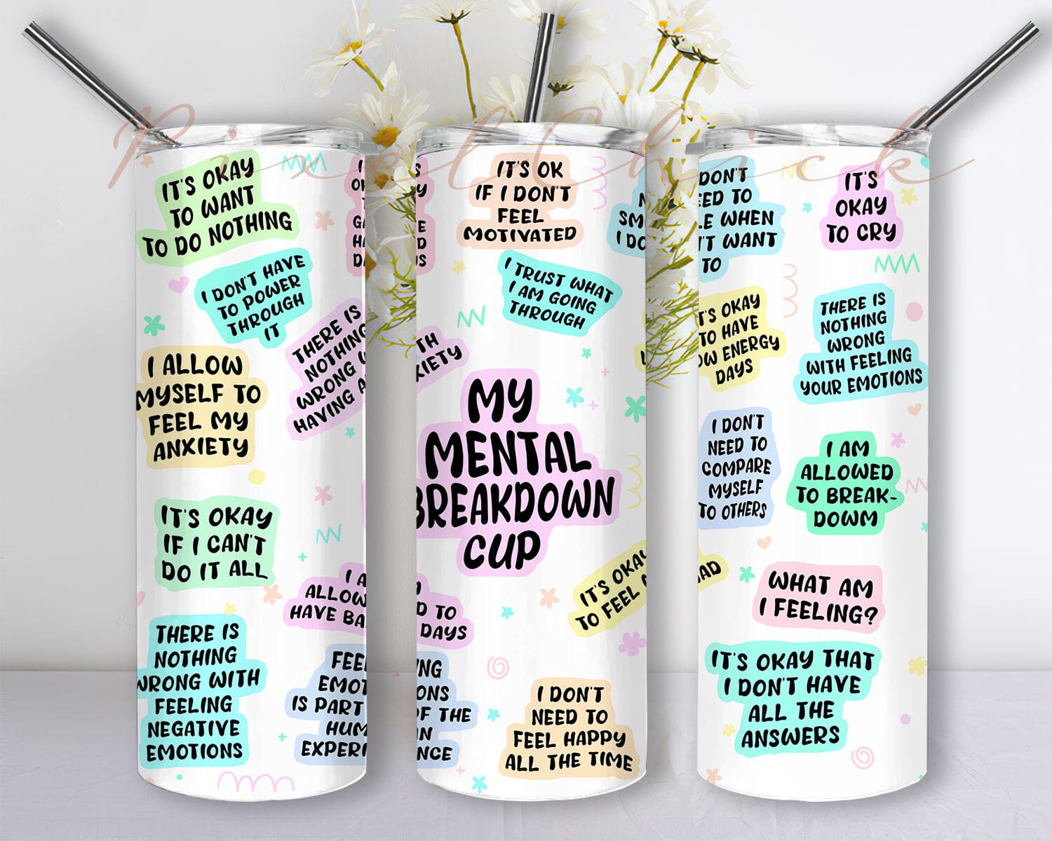 Mental Health 20oz Skinny Tumbler Png, Mental Health Breakdown Png ...