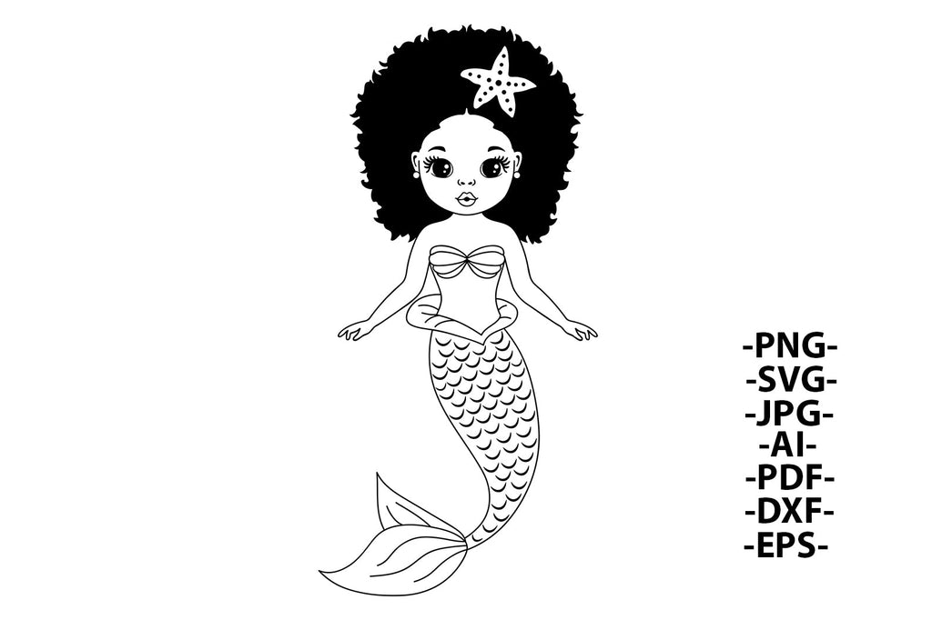Mermaid Bundle Svg, Silhouette Mermaid, Afro Girl Svg, Black Mermaid ...