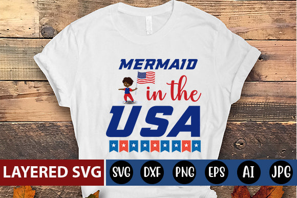 mermaid in the usa SVG cut file - So Fontsy