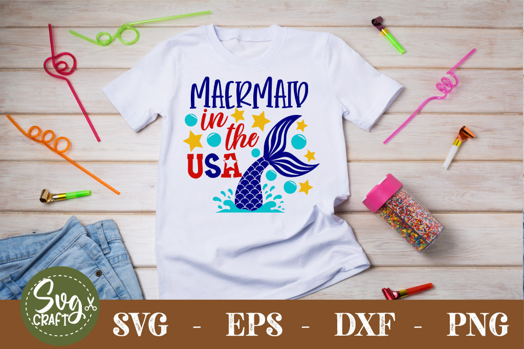 mermaid in the usa SVG cut file - So Fontsy