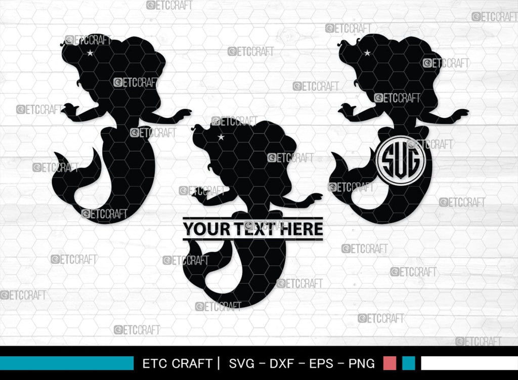 Mermaid Monogram, Mermaid Silhouette, Mermaid SVG, Little Mermaid Svg ...