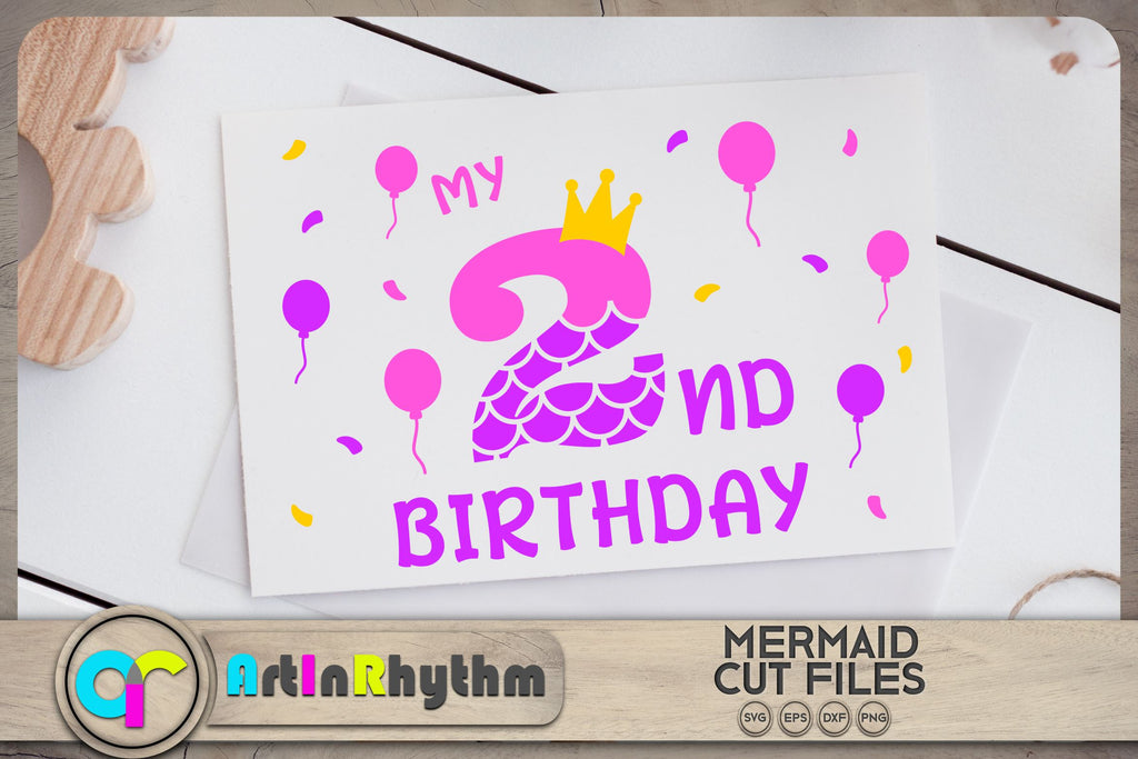 Mermaid number 2 / 2nd Birthday SVG - So Fontsy