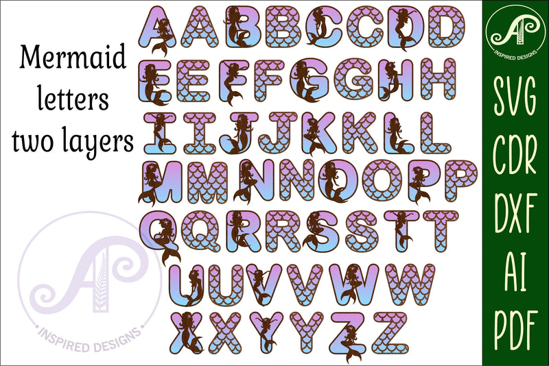 Mermaid scale alphabet set. 2 layer letters. 52 letters - So Fontsy