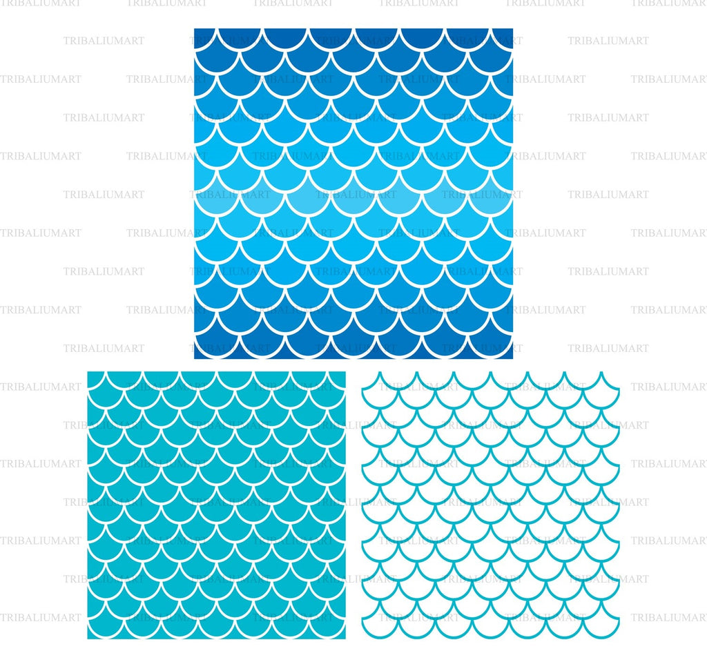 Mermaid seamless pattern. Cut files for Cricut. Clip Art silhouettes ...