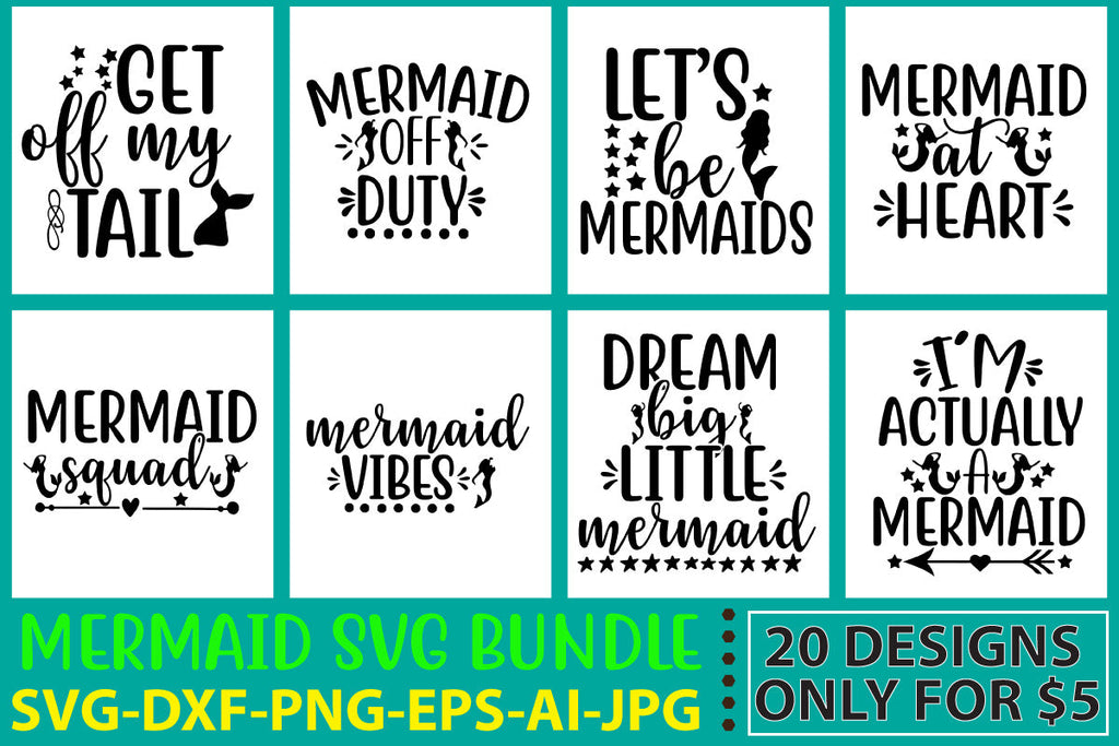 Mermaid Svg Bundle - So Fontsy