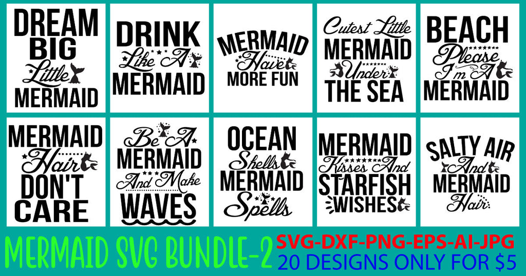 Mermaid Svg Bundle Vol. 2 - So Fontsy