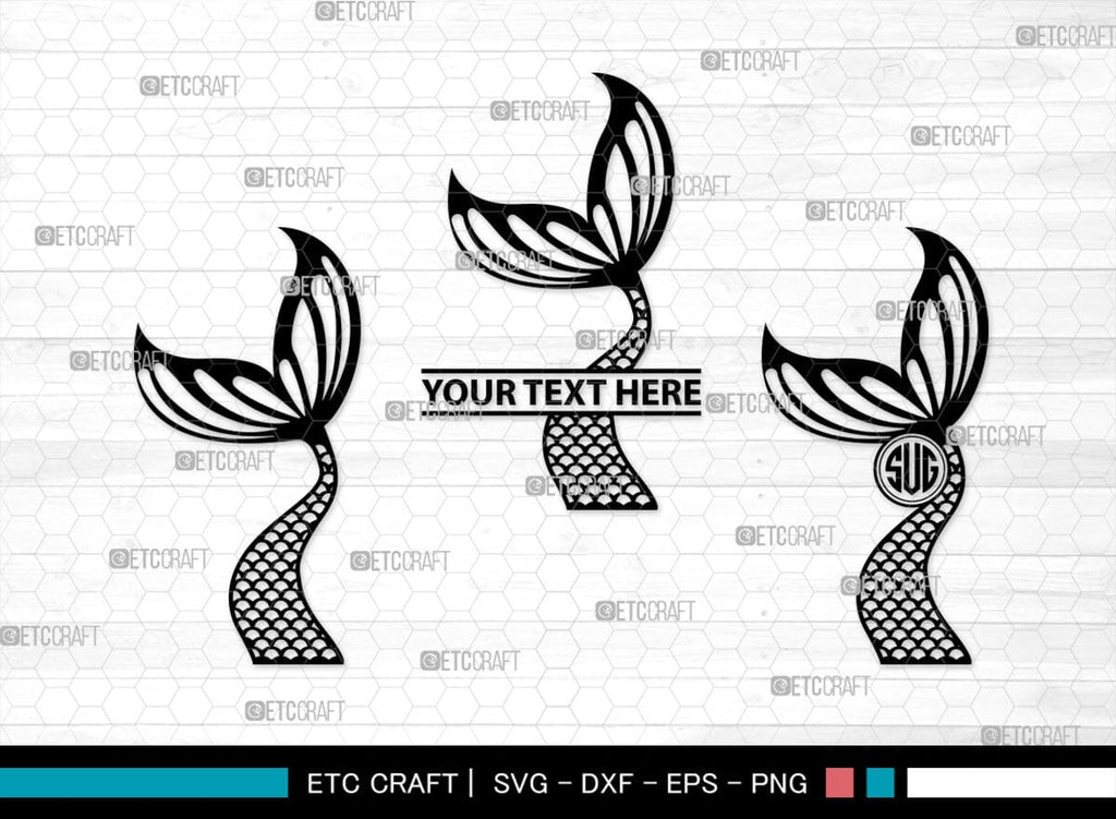 Mermaid Tails Monogram, Mermaid Tails Silhouette, Mermaid Tails SVG ...