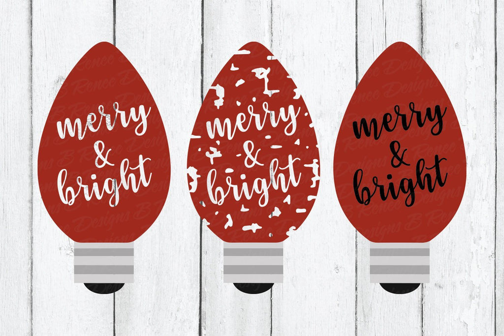Merry and Bright Christmas Lights SVG - So Fontsy