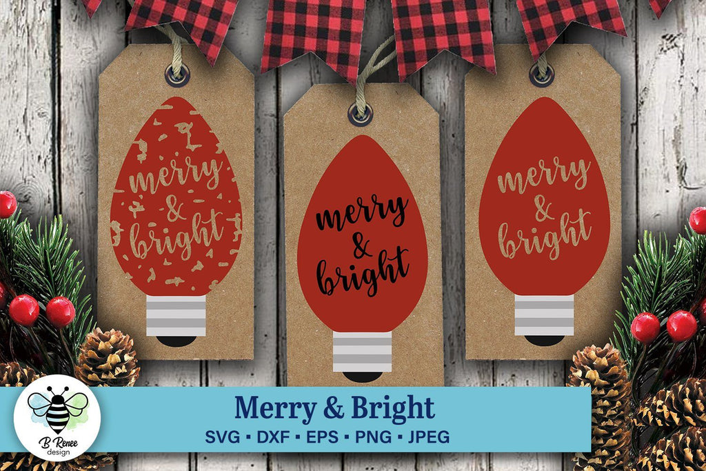 Merry and Bright Christmas Lights SVG - So Fontsy
