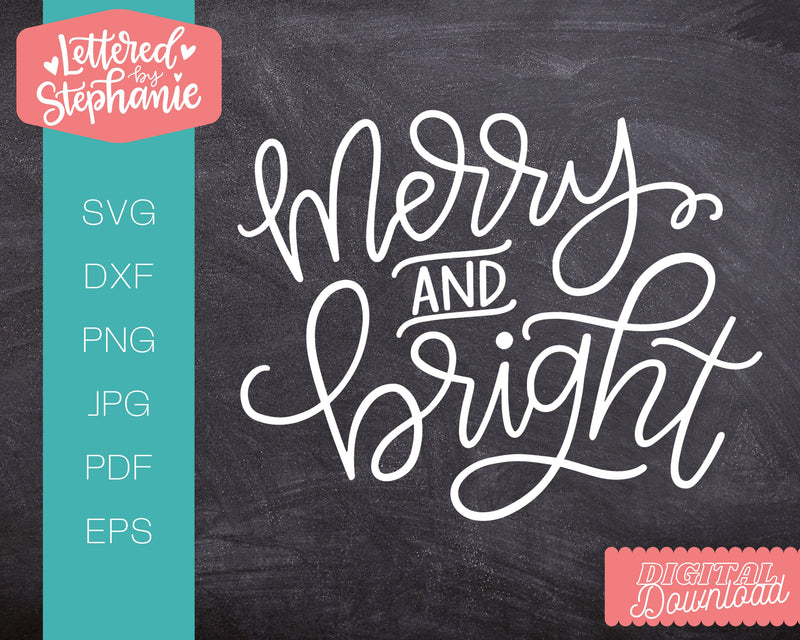 Merry and Bright SVG, Holiday SVG - So Fontsy