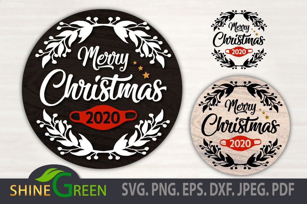 Merry Christmas 2020 SVG - Hand Drawn Floral Ornament Round - So Fontsy