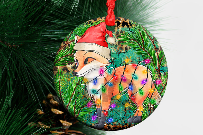Merry Christmas Fox Ornament Sublimation Design, Merry Christmas Png ...