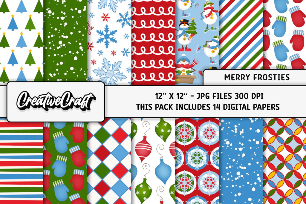 Merry Christmas Holiday Digital Papers, scrapbooking backgrounds ...