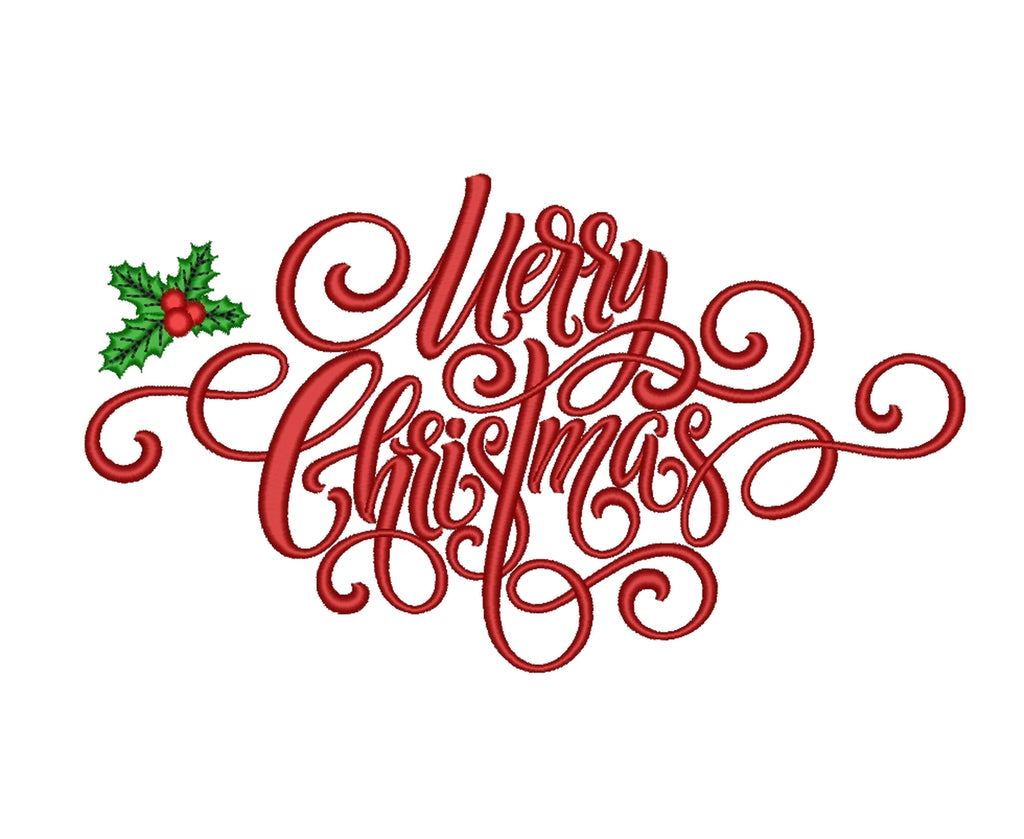 Merry Christmas Machine Embroidery Design, 4 sizes, Instant Download ...