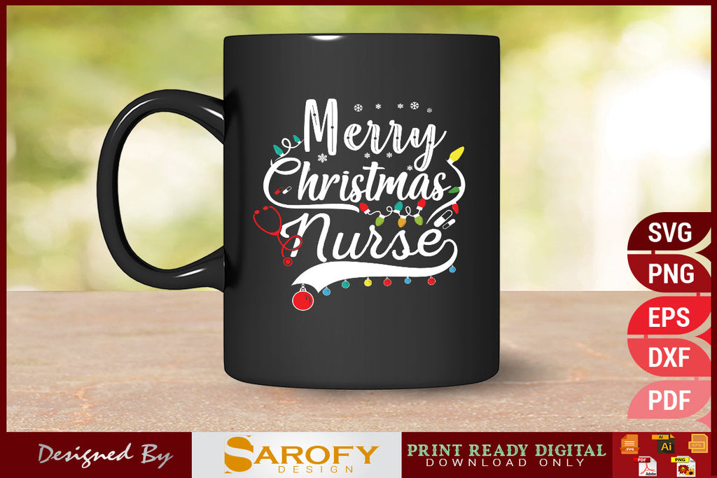 Merry Christmas Nurse Design SVG File - So Fontsy