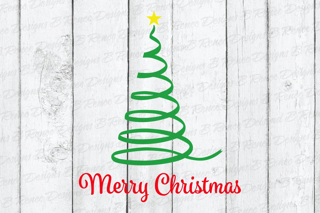 Merry Christmas Ribbon Tree SVG | Christmas SVG - So Fontsy