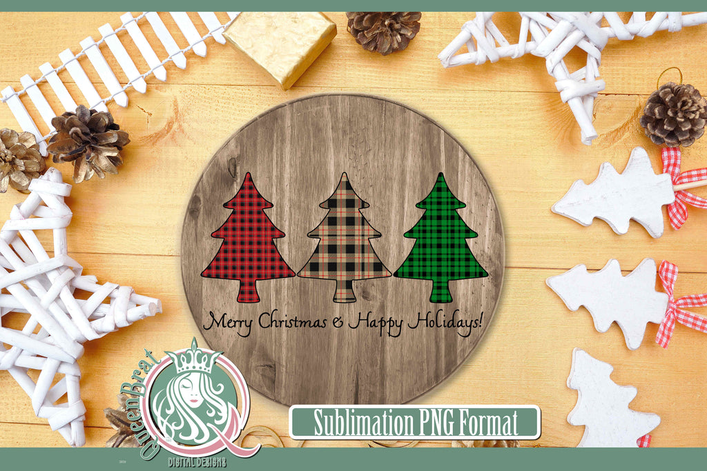 Merry Christmas-Three Color Trees Sublimation - So Fontsy