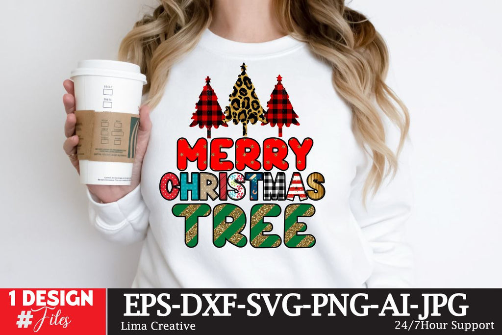 Merry Christmas Tree Sublimation Design - So Fontsy