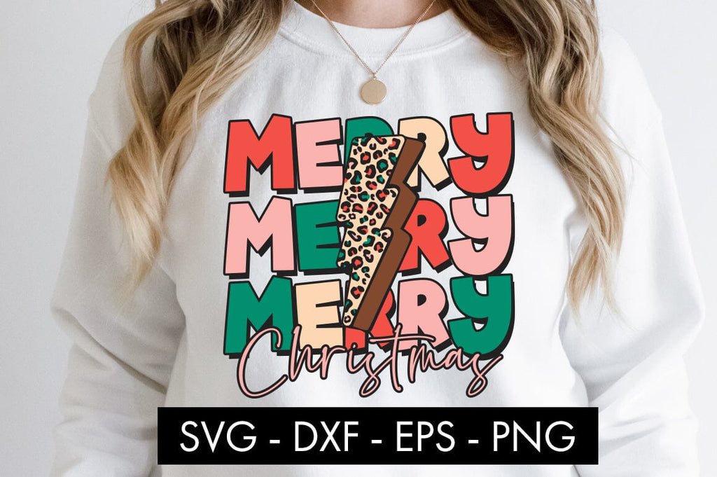 Merry Merry Merry Christmas Lightning Bolt SVG Cut file - So Fontsy