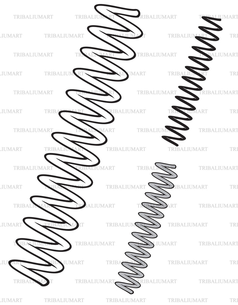 Metal spring. Cut files for Cricut. Clip Art silhouettes (eps, svg, pdf ...