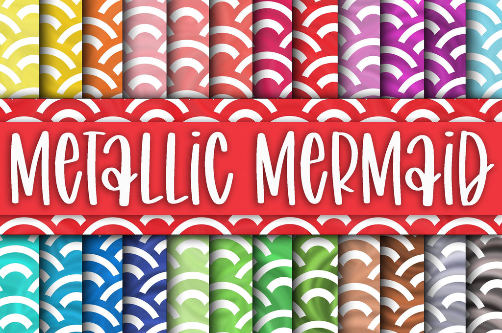 Metallic Mermaid Scales Digital Papers - So Fontsy