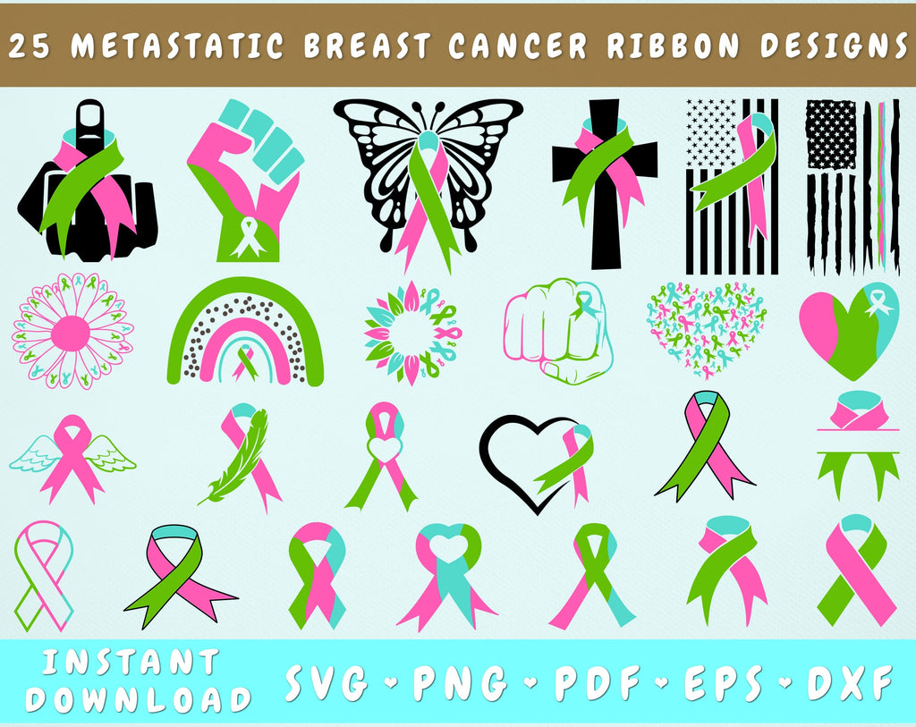 Metastatic Breast Cancer Clipart Bundle, 25 Designs, Metastatic Breast ...