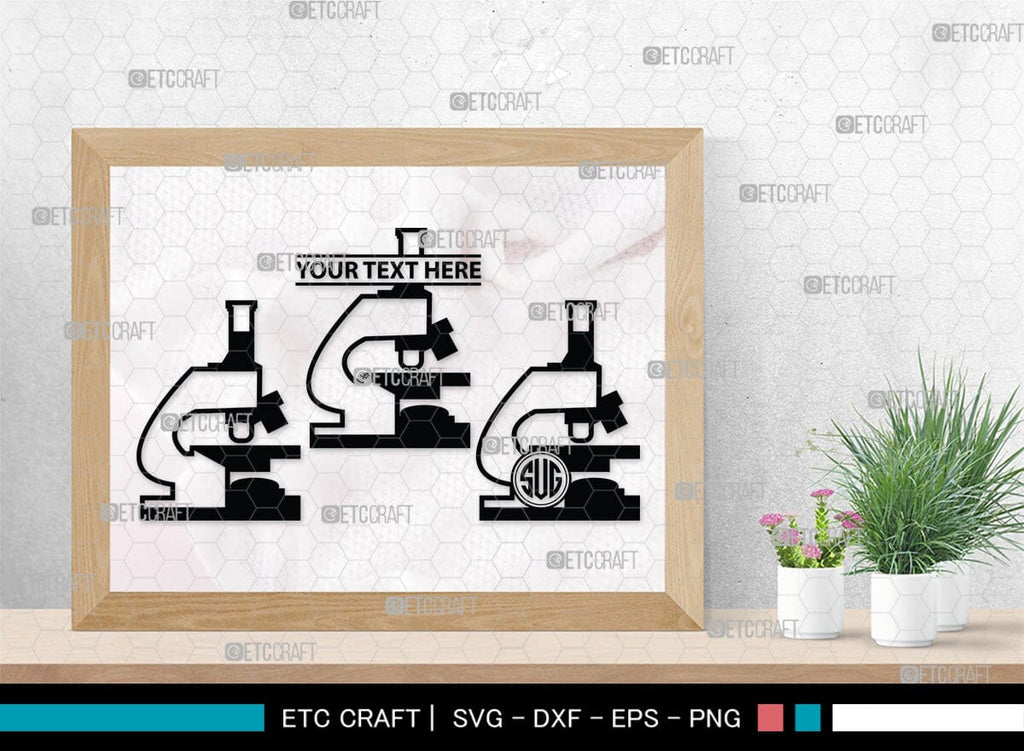 Microscope Monogram, Microscope Silhouette, Microscope SVG, Lab Tool ...
