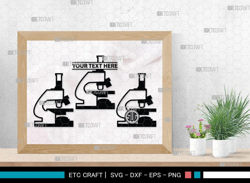 Microscope Monogram, Microscope Silhouette, Microscope SVG, Lab Tool ...