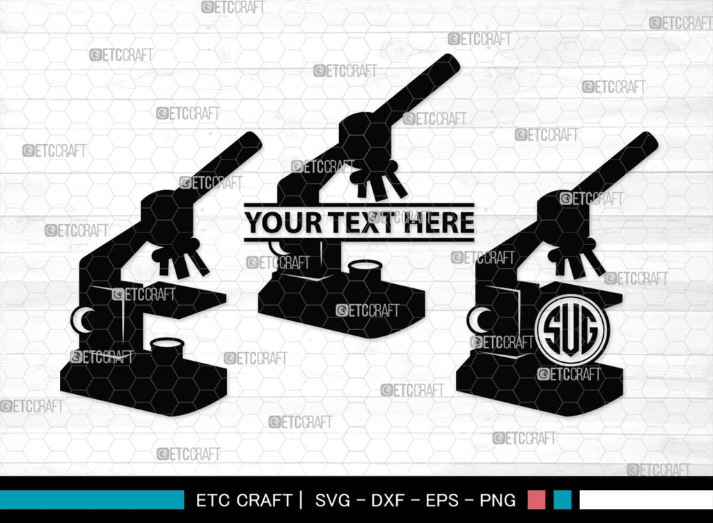 Microscope Monogram, Microscope Silhouette, Microscope SVG, Lab Tool ...