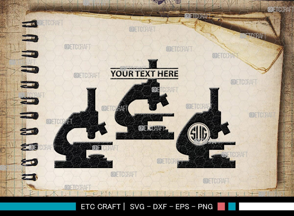 Microscope Monogram, Microscope Silhouette, Microscope SVG, Lab Tool ...