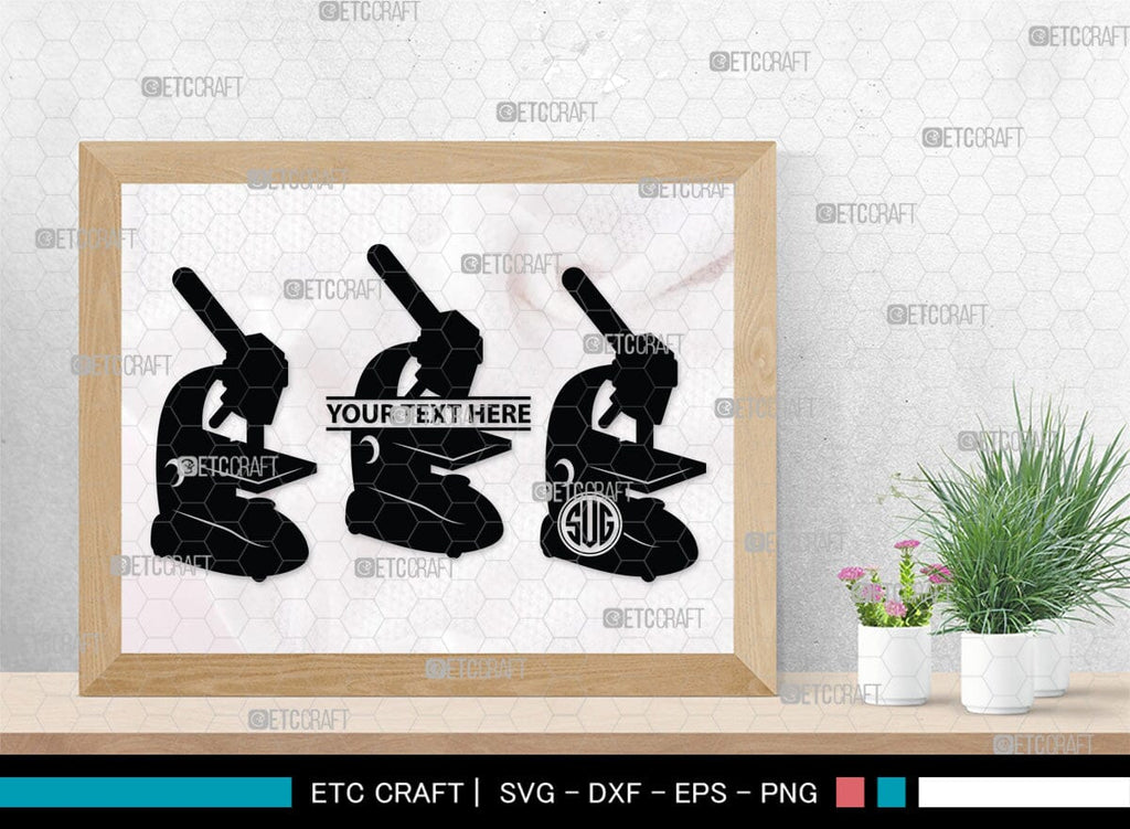 Microscope Monogram, Microscope Silhouette, Microscope SVG, Lab Tool ...