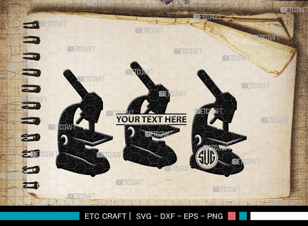 Microscope Monogram, Microscope Silhouette, Microscope SVG, Lab Tool ...