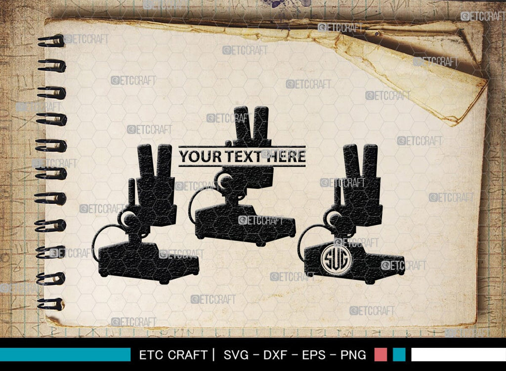 Microscope Monogram, Microscope Silhouette, Microscope SVG, Lab Tool ...