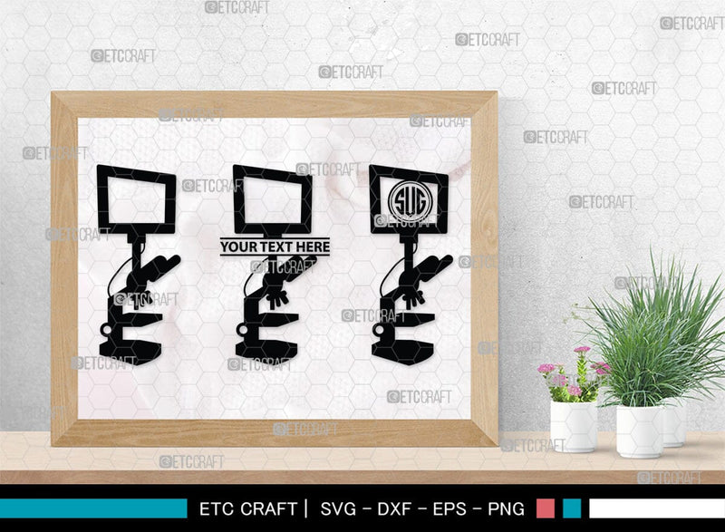 Microscope Monogram, Microscope Silhouette, Microscope SVG, Lab Tool ...