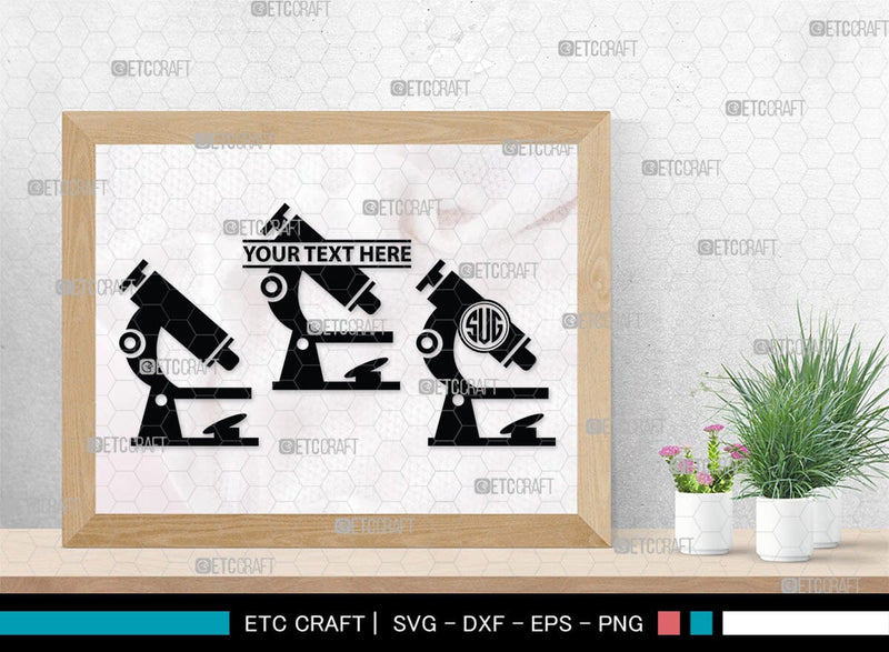 Microscope Monogram, Microscope Silhouette, Microscope SVG, Lab Tool ...