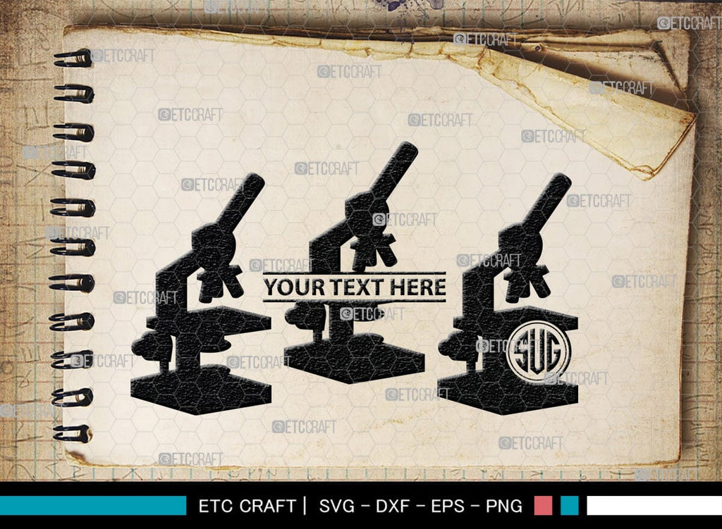 Microscope Monogram, Microscope Silhouette, Microscope SVG, Lab Tool ...