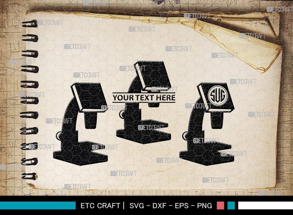 Microscope Monogram, Microscope Silhouette, Microscope SVG, Lab Tool ...