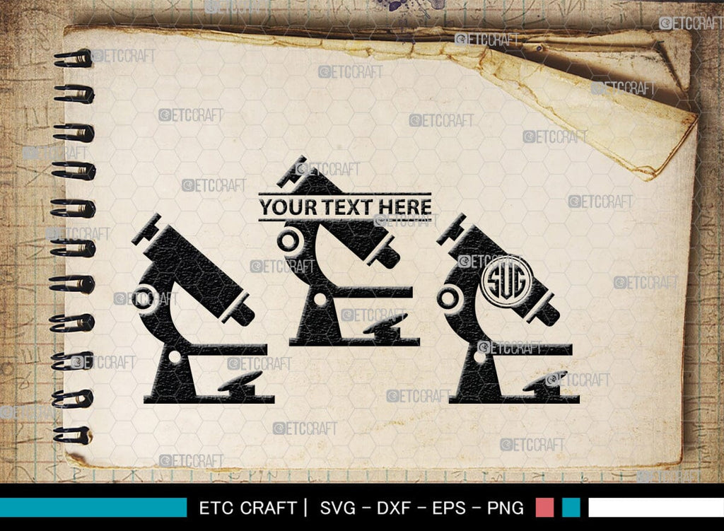 Microscope Monogram, Microscope Silhouette, Microscope SVG, Lab Tool ...