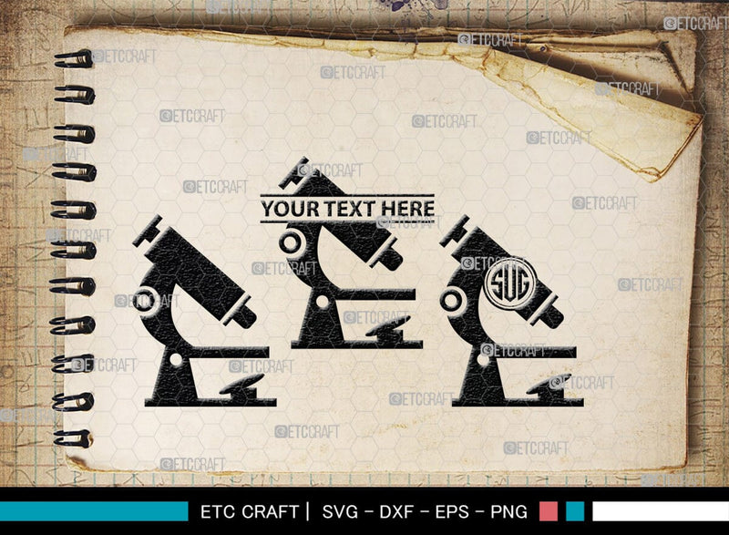 Microscope Monogram, Microscope Silhouette, Microscope SVG, Lab Tool ...