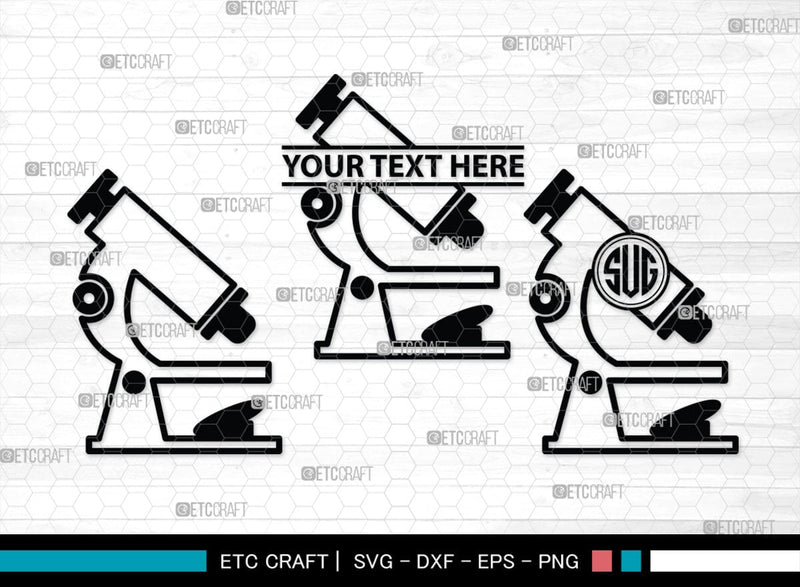 Microscope Monogram, Microscope Silhouette, Microscope SVG, Lab Tool ...