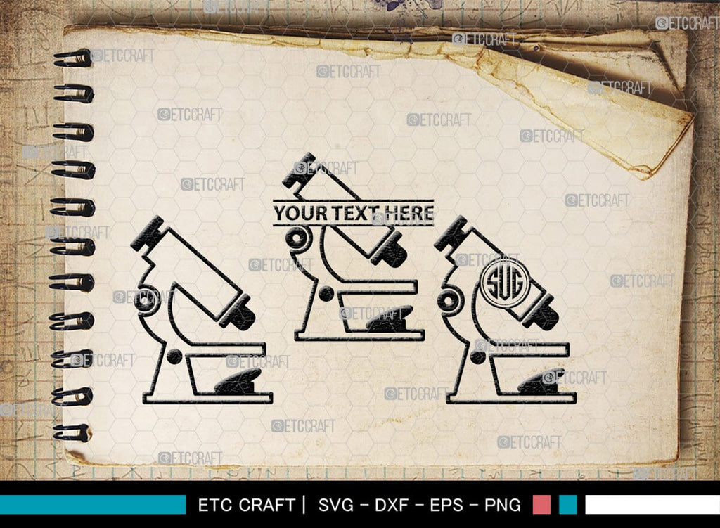 Microscope Monogram, Microscope Silhouette, Microscope SVG, Lab Tool ...