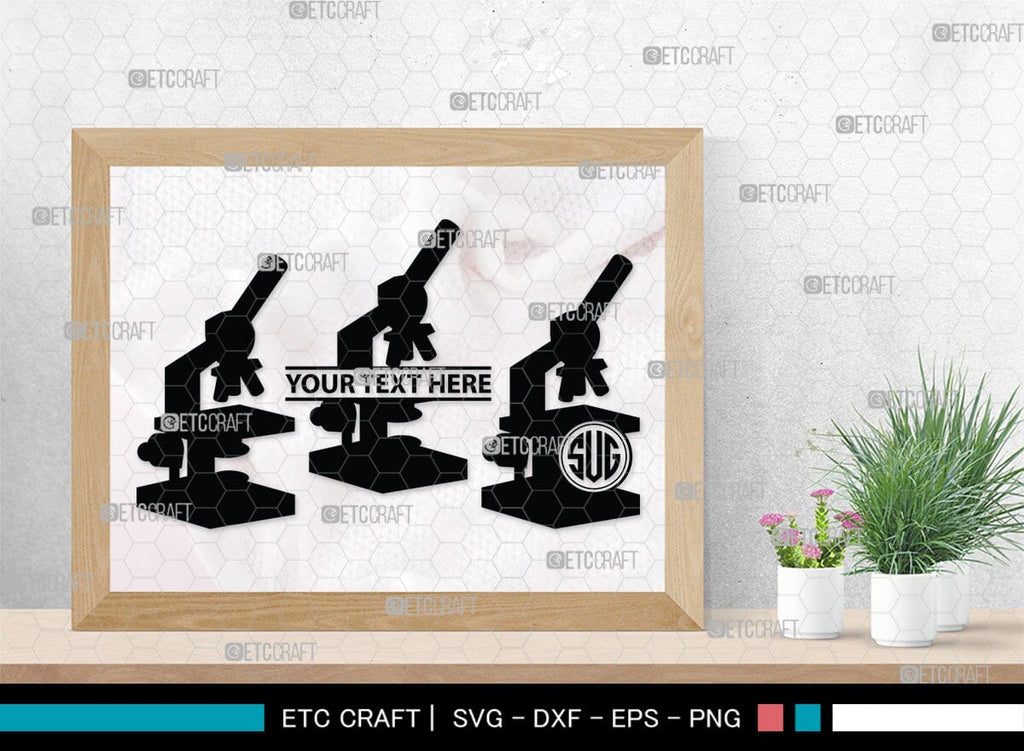 Microscope Monogram, Microscope Silhouette, Microscope SVG, Lab Tool ...
