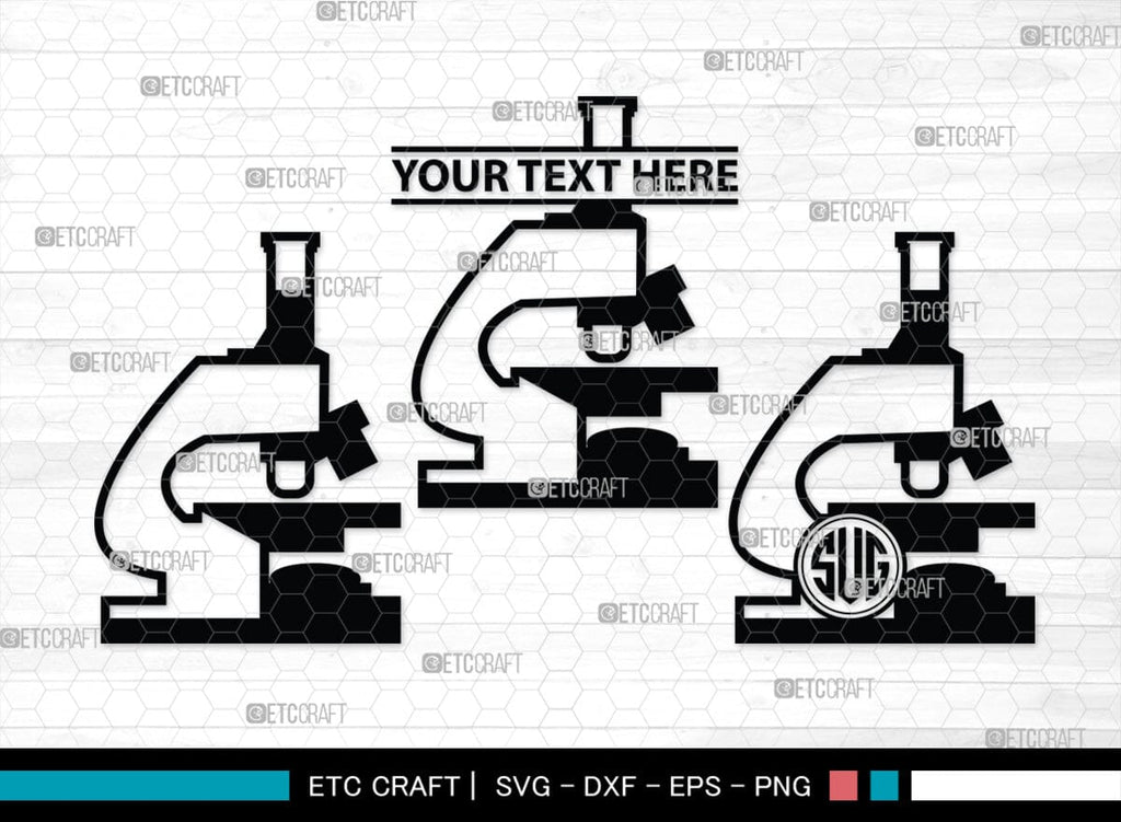 Microscope Monogram, Microscope Silhouette, Microscope SVG, Lab Tool ...