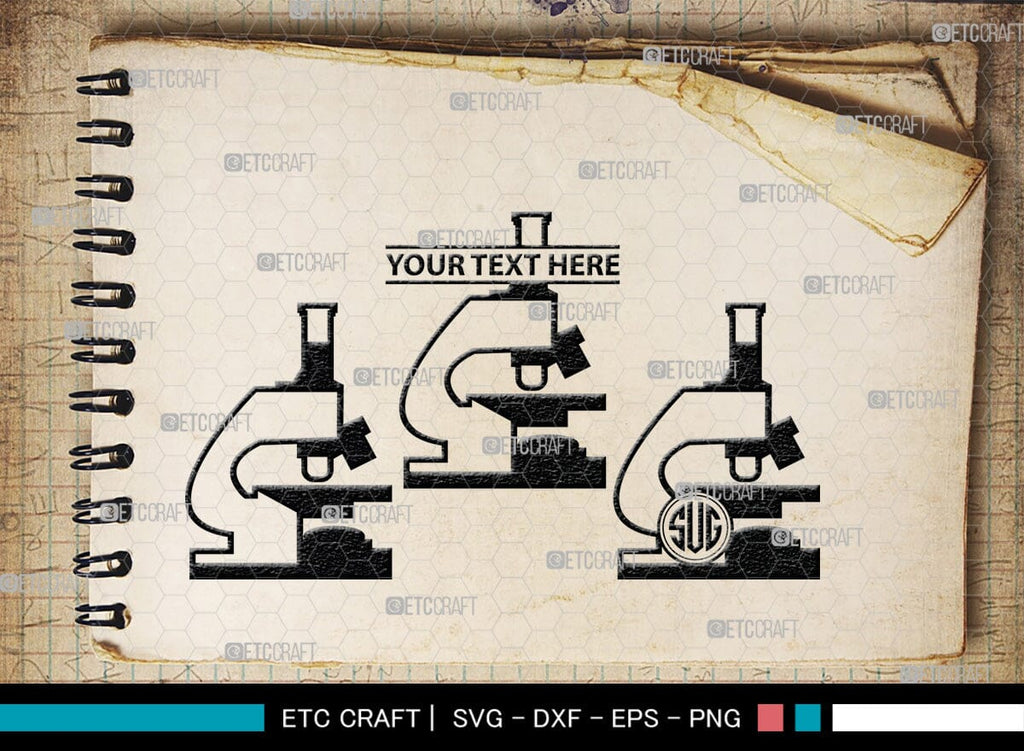 Microscope Monogram, Microscope Silhouette, Microscope SVG, Lab Tool ...