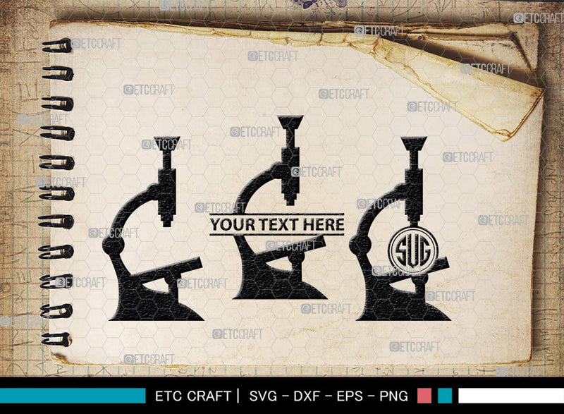 Microscope Monogram, Microscope Silhouette, Microscope SVG, Lab Tool ...